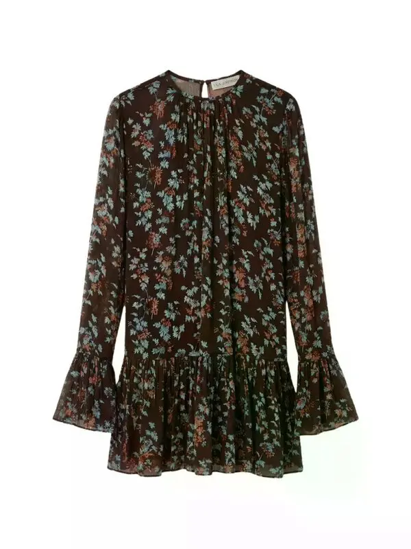 Ulla Johnson Emmeline Floral-print Ruffled Mini Dress - Brown
