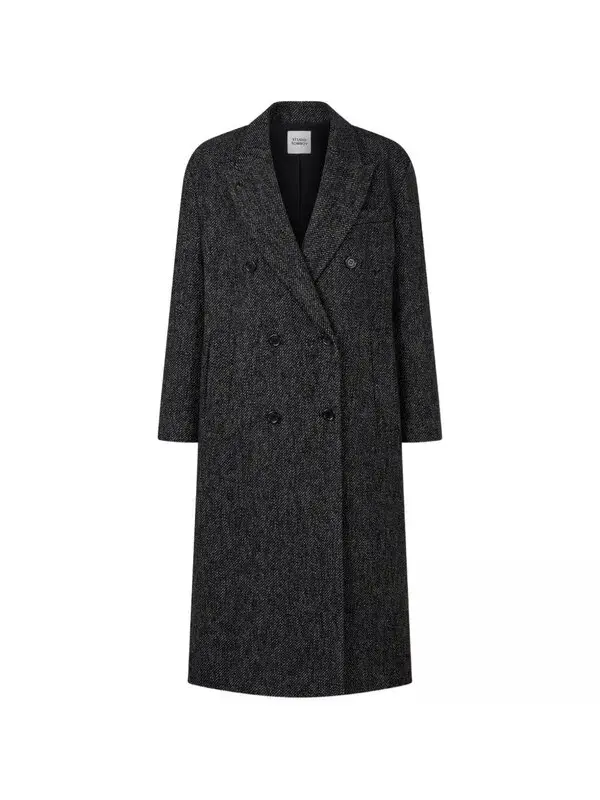 STUDIO TOMBOY Herringbone-pattern Double-breasted Coat