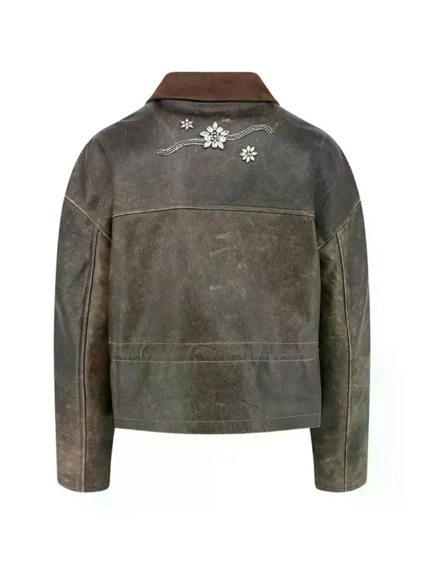 PHILIPPA 1970 Rhinestone-embellished Leather Jacket