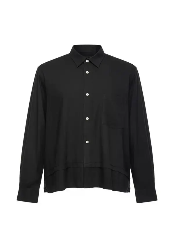 Comme Des Garçons Layered-hem Chest-pocket Shirt - Black