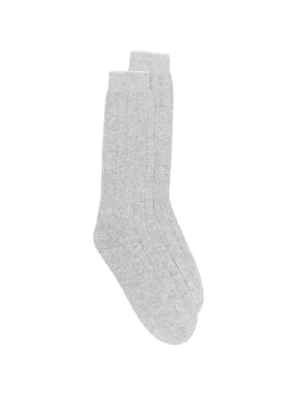 Eleventy Ribbed-knit Socks - Grey