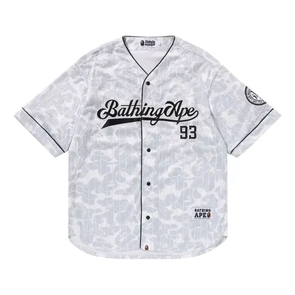 A BATHING APE Camo Stripe Baseball Shirt - Gray