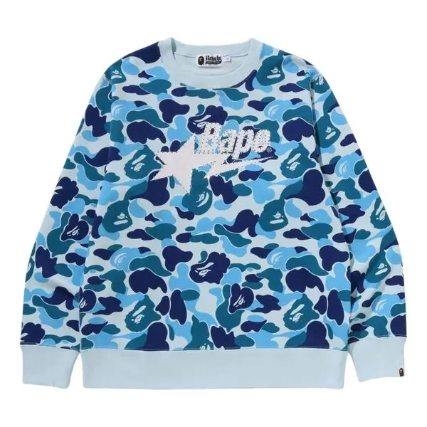 A BATHING APE Camo Rhine Stone Sta Sweatshirt - Blue