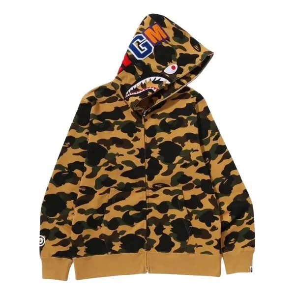 A BATHING APE 1st Camo Shark Full Zip Hoodie - Yellow