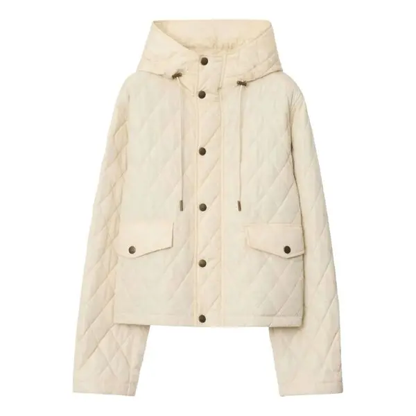 Burberry Pembroke Hood Quilted Jacket - Ivory