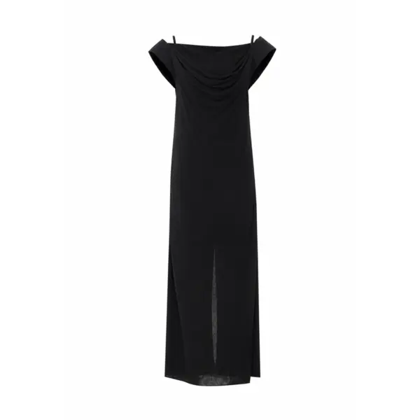 Bottega Veneta Long Dress With Intrecciato Detail - Black