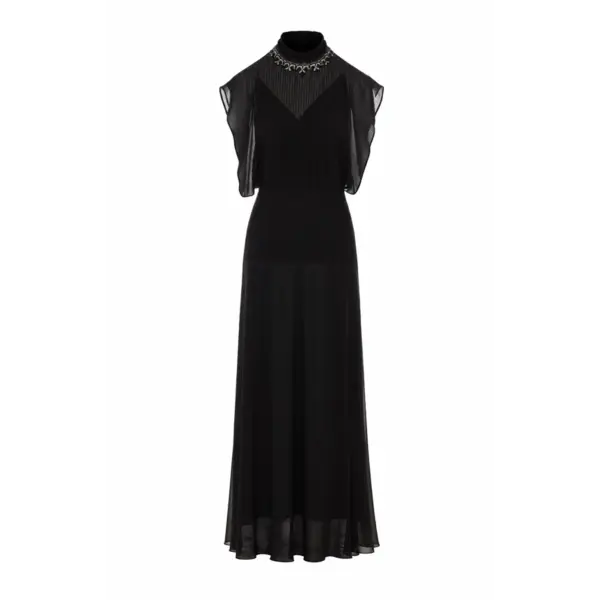 Fendi Georgette Long Dress - Black