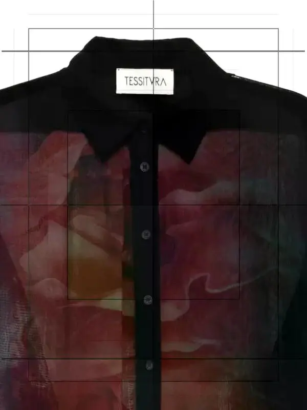 TESSITURA Rose-print Semi-sheer Shirt - Black