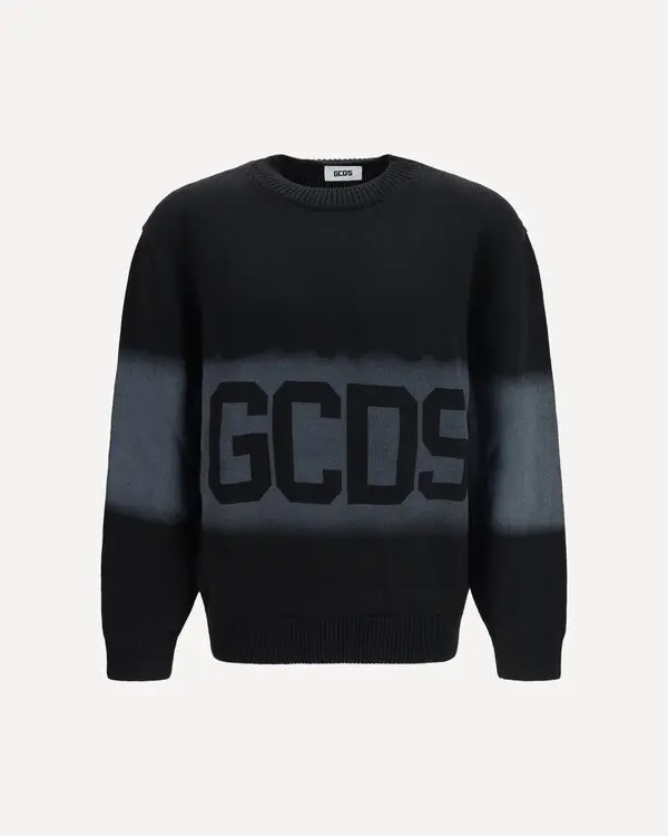 Gcds Logo Spray Crewneck Sweater - Black