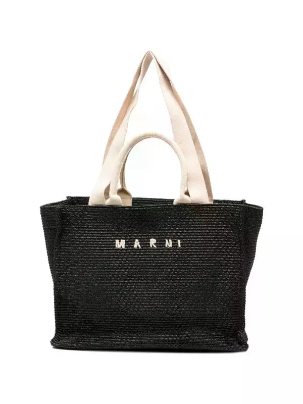 Marni Logo-embroidered Tote Bag - Black
