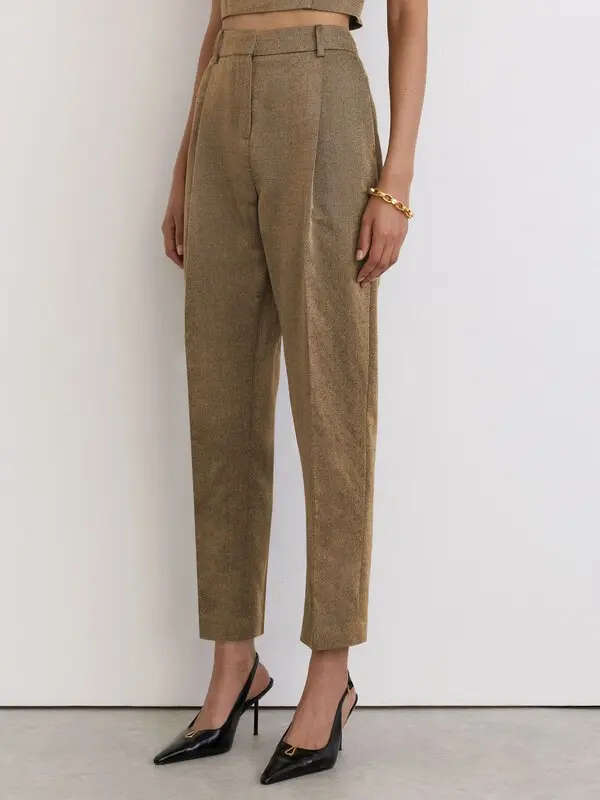 REISS Taper Fleur Taper Wool-blend Metallic Tapered Trousers