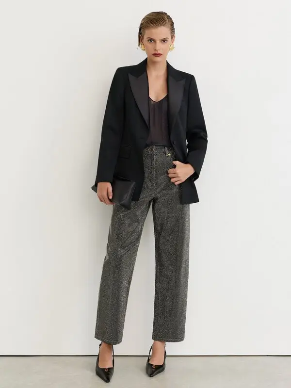 REISS Selin Crystal-embellished Straight-leg Jeans - Black/silver