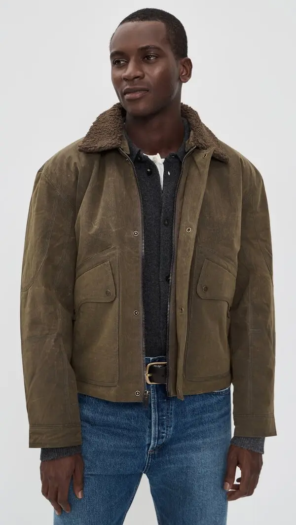 ALEX MILL Bomber Jacket In Waxed Canvas