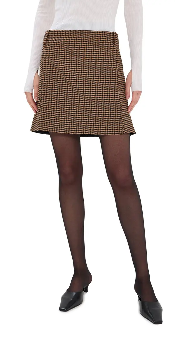 COURREGES Houndstooth Mini Skirt - Black/bronzer