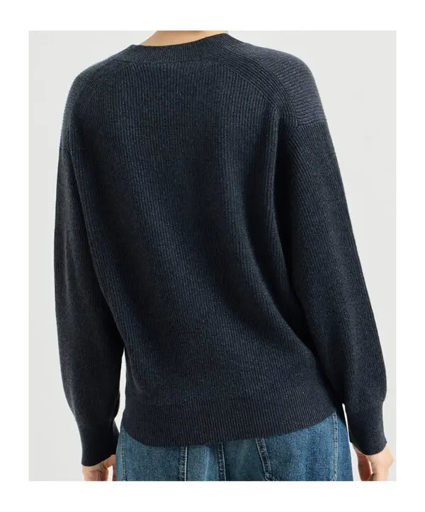 Brunello Cucinelli Sparkling Cashmere English Rib Cardigan - Blue