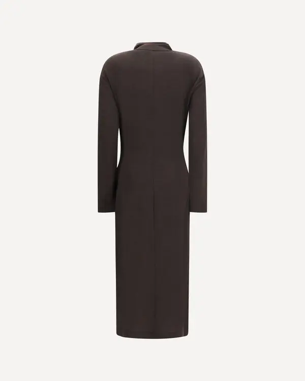 Brunello Cucinelli Techno Wool Jersey Draped Dress With Monili