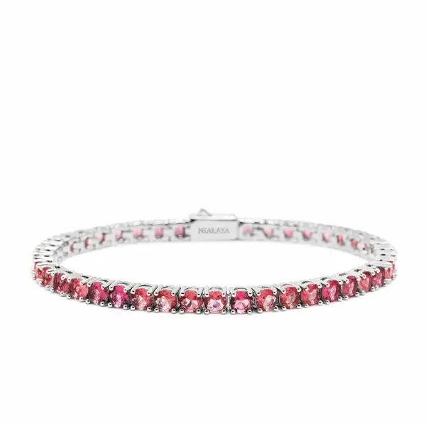 NIALAYA JEWELRY Pink Tennis Bracelet In Silver - Pink/silver