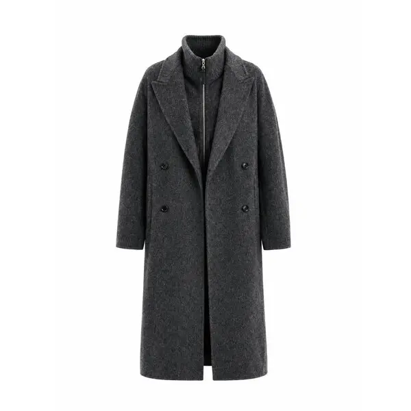 MUTE BY JL Sloane Gray Wool Maxi-coat And Vest Set - Grey