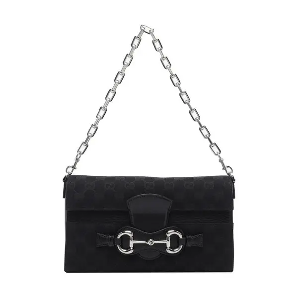 Gucci Medium Horsebit Ristretto Shoulder Bag - Black
