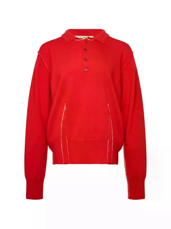 SONIA CARRASCO Contrast-stitch Polo Top - Red