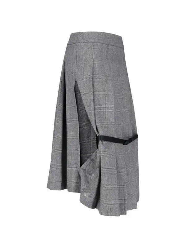 Vaquera Prince Of Wales Check Pleated Midi Skirt