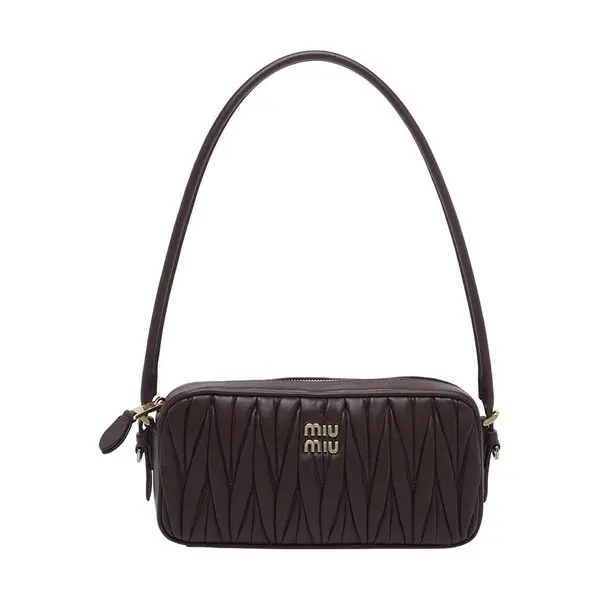 Miu Miu Mini Logo Matelasse' Pouch - Red