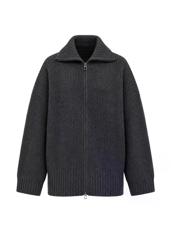 THE FRANKIE SHOP Veda Oversized Zip-up Cardigan Charcoal - Grey