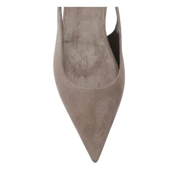 Brunello Cucinelli Suede Flat Slingback - Gray