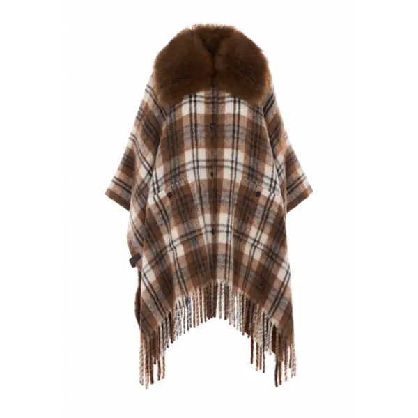Moncler Check Cape - Brown