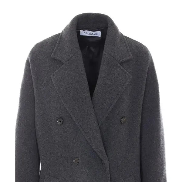 Max Mara Cadmio Cappotto Over In Maglia Doppia - Gray