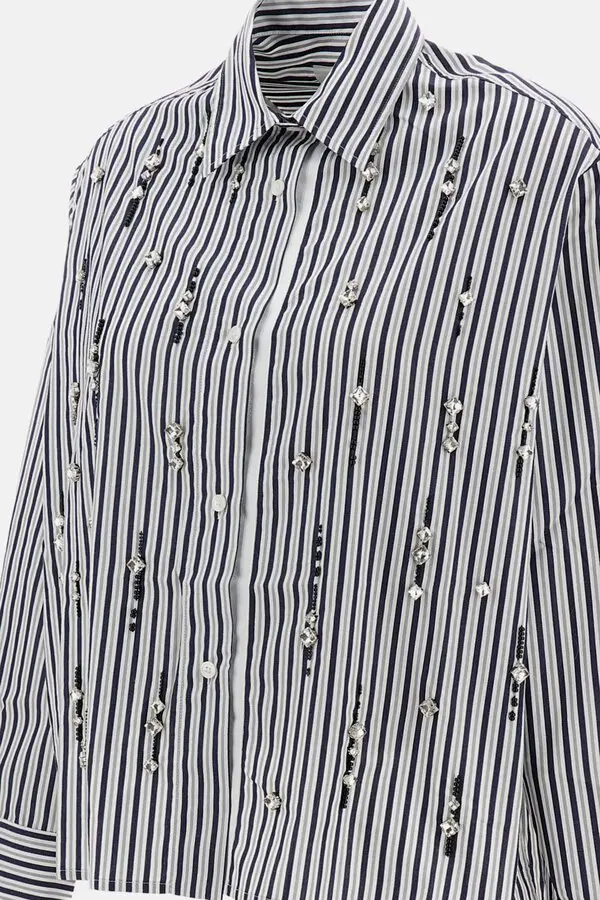 DES_PHEMMES Camicia A Righe Con Perline E Cristalli