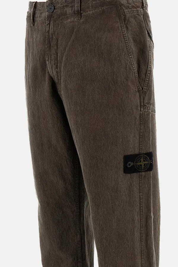 Stone Island Pantaloni In Velluto A Coste Effetto Terra