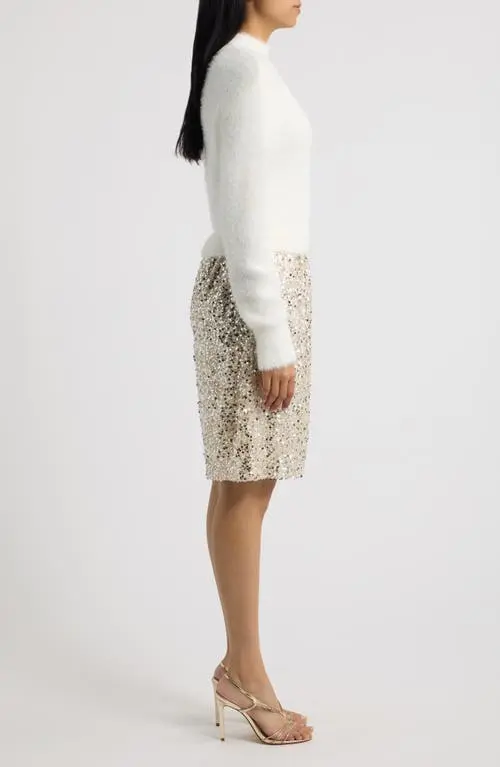 Vince Camuto Drop Waist Long Sleeve Mixed Media Dress