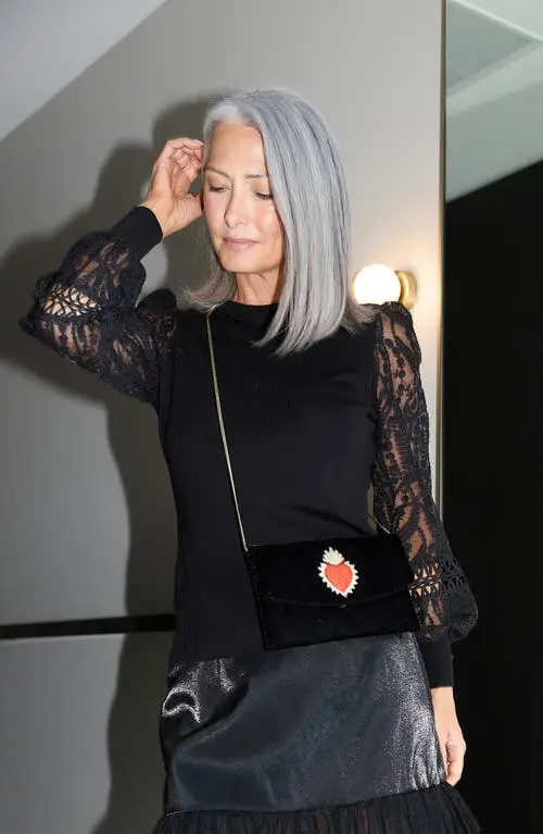BRAVE+TRUE Janelle Embroidered Organza Sleeve Knit Top