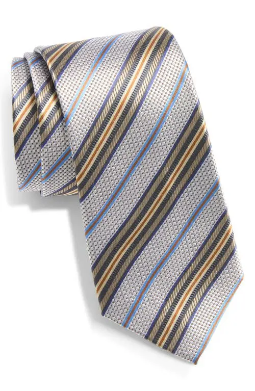 Nordstrom Silk Stripe Tie - Silver