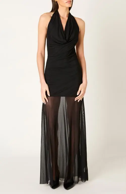 NIA Gild Maxi Halter Dress - Black