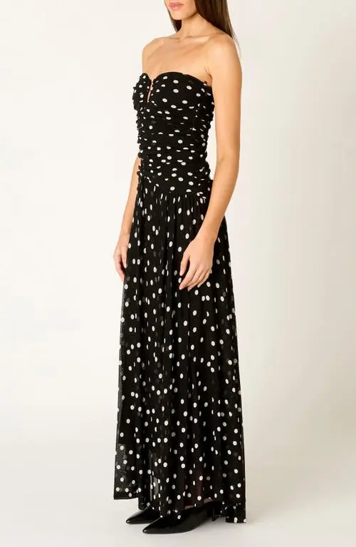 NIA Beverly Strapless Gown - Black/ivory
