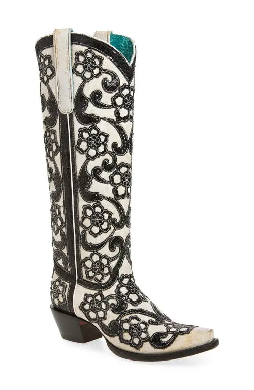 CORRAL Sequin Embellished Overlay Western Boot