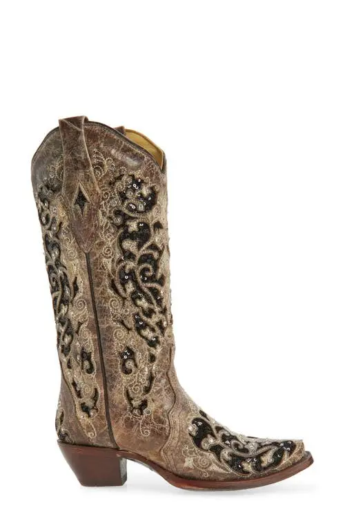 CORRAL Sequin Mid Calf Western Boot