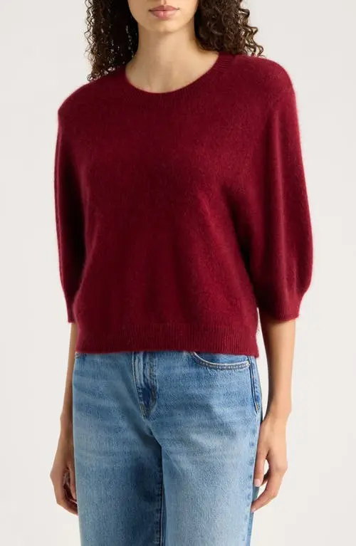FRAME The Brushed Chalet Wool & Cashmere Sweater - Deep Garnet
