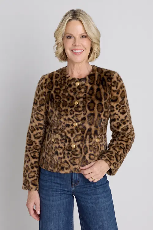 THE NOLI SHOP Aviva Faux Fur Jacket - Leopard