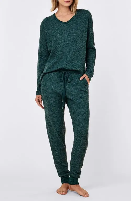 PAPINELLE Super Soft Waffle Pajama Set - Deep Emerald