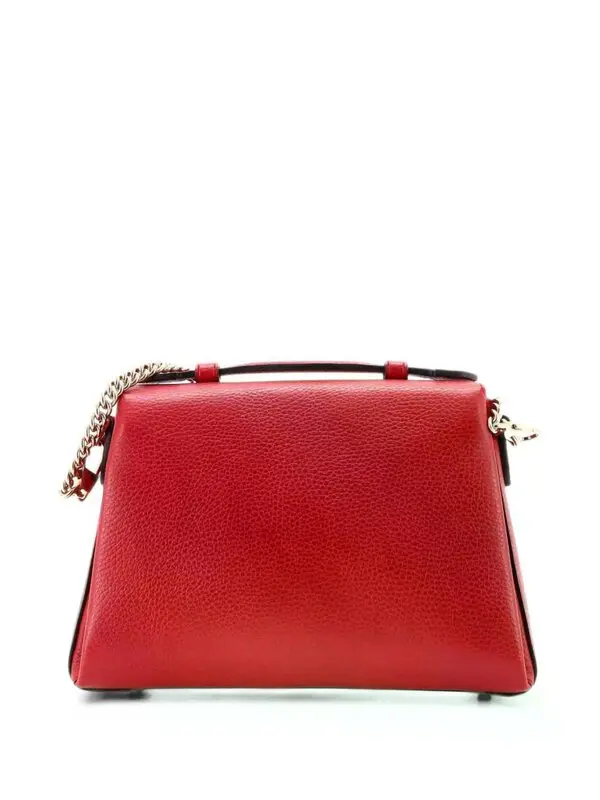 Gucci Interlocking Top Handle Bag Leather Small Shoulder Bag - Red