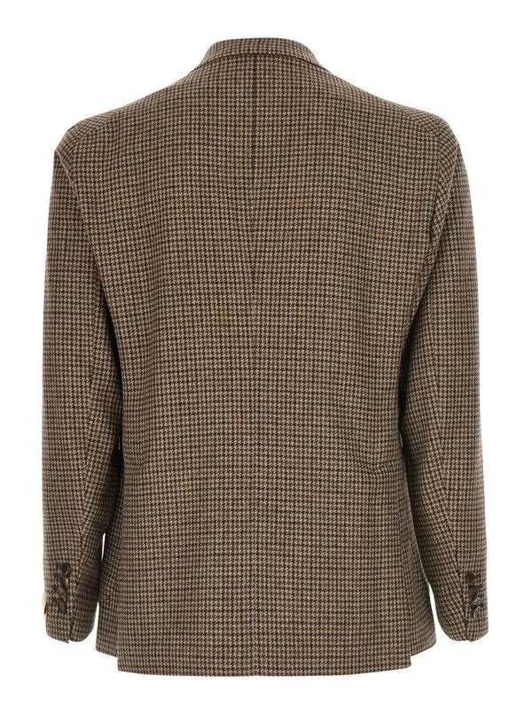 Tagliatore Montecarlo' Single-breasted Jacket With Notched Revers And Houndstooth Motif In Wool For - Brown
