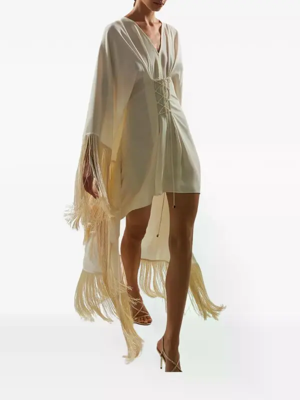 TALLER MARMO Mini Sierra Fringed Kaftan Dress