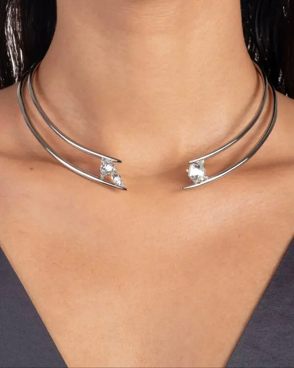 Alexis Bittar Futurist Hinge Collar Necklace - Silver