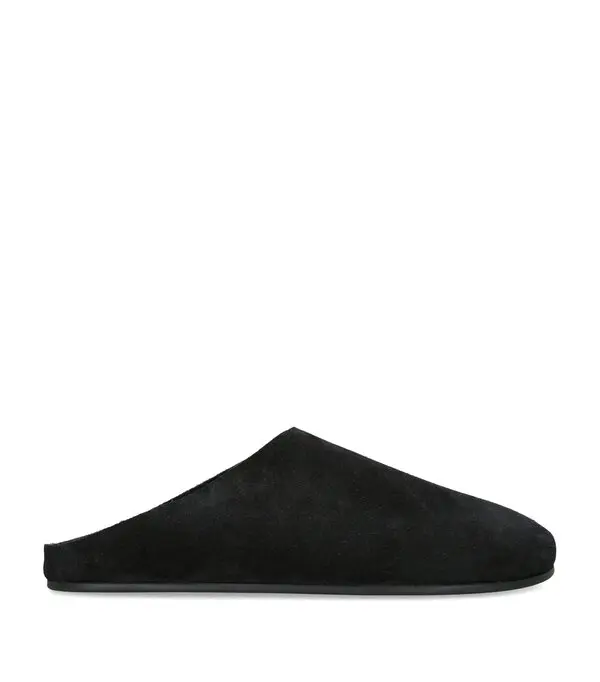 THE ROW Hudson Suede Slides - Black