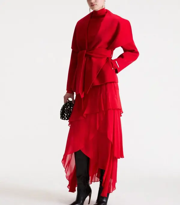 Marella Ruffled Asymmetric Midi Skirt