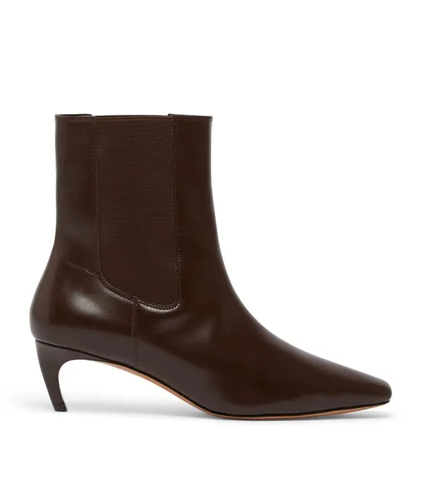 Marella Leather Heeled Ankle Boots - Brown
