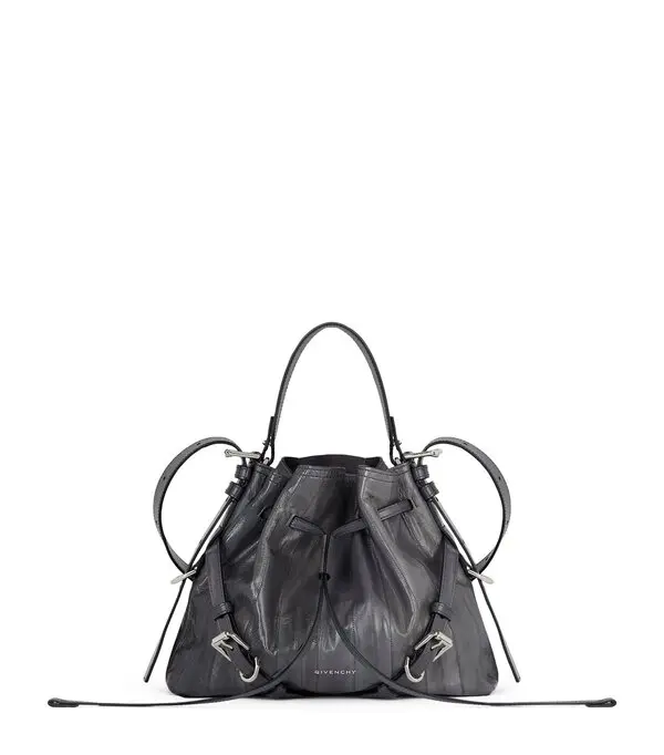 Givenchy Small Leather Voyou Bucket Bag - Grey